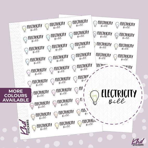 Electricity Bill Stickers Planner Stickers Removable | Etsy