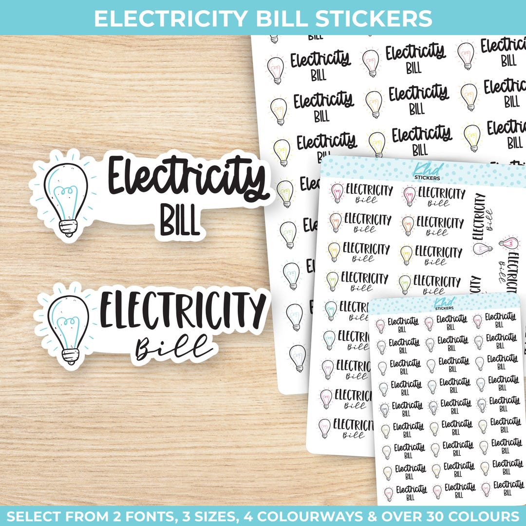 Electricity Bill Planner Stickers, Three Sizes Including Tiny ...