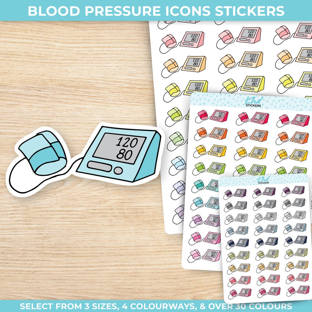 Blood Pressure Icons Planner Stickers, Three Sizes Including Tiny ...