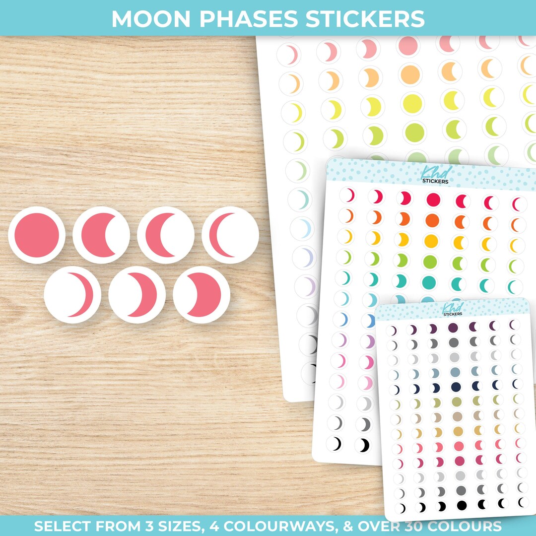 Moon Phases Planner Stickers, Three Sizes Including Tiny, Removable - Etsy