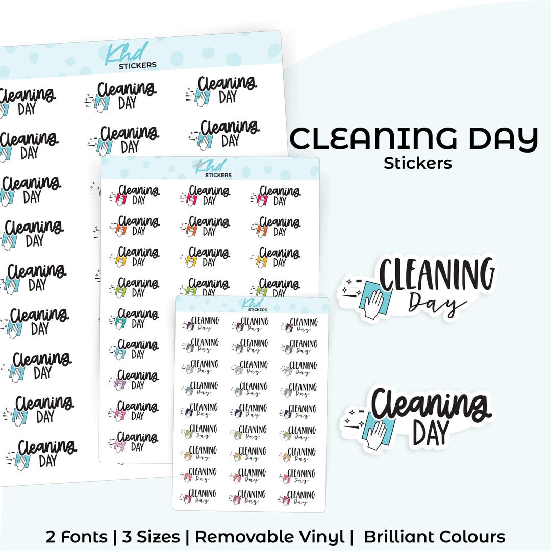 Cleaning Day Planner Stickers, 3 Sizes, Removable - Etsy