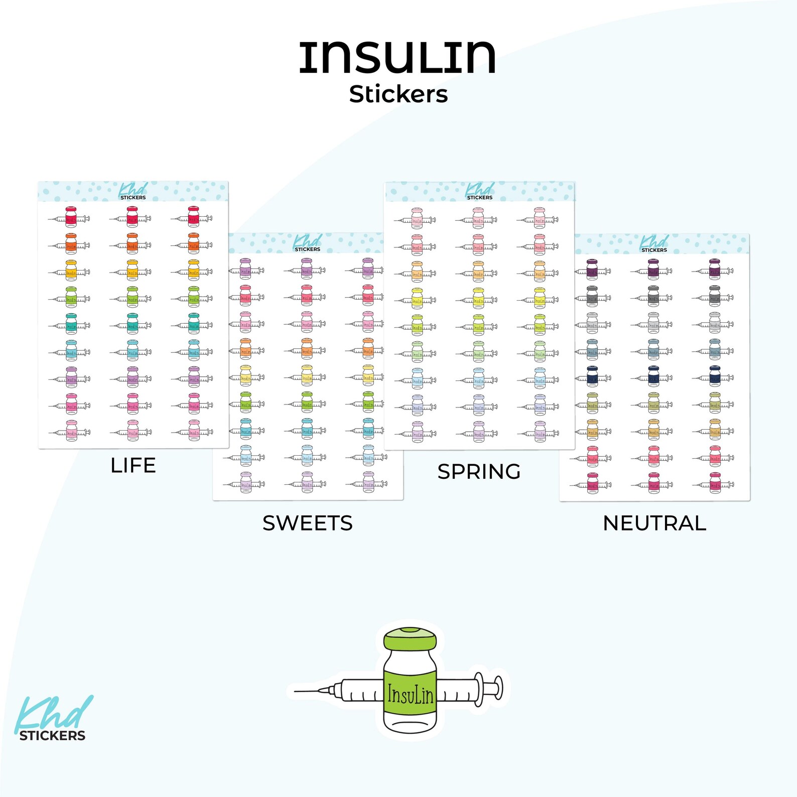 Insulin Planner Stickers, Three Sizes Including Tiny, Removable - Etsy