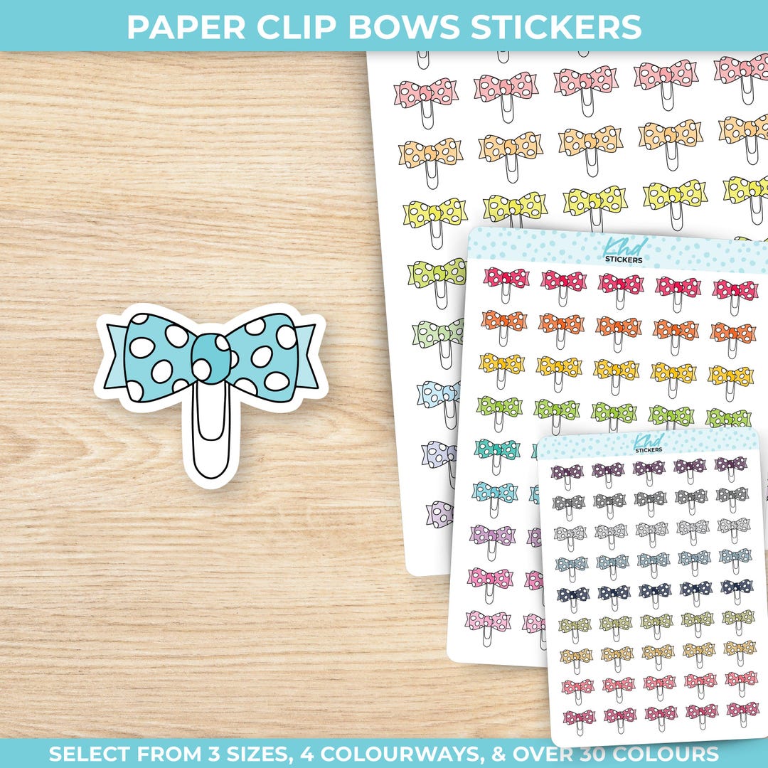 Bow Paper Clip Planner Stickers, Removable - Etsy