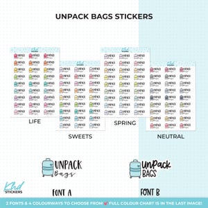 Unpack Bags Planner Stickers, Three Sizes Including Tiny, Removable - Etsy
