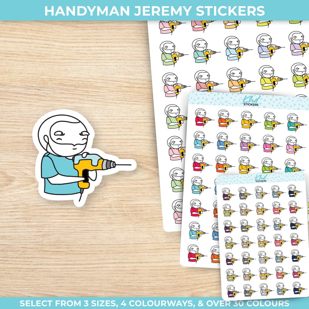 Handyman Planner Dude Jeremy Planner Stickers, Three Sizes Including ...