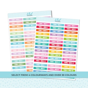 School Term Planner Stickers. Full Year, Planner Stickers, Removable ...