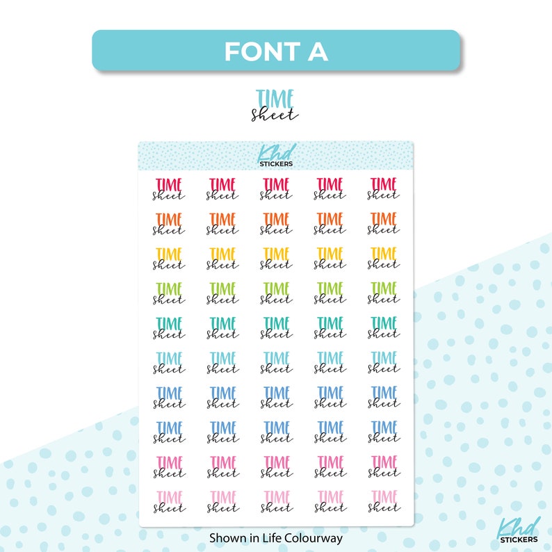 Time Sheet Stickers Word Planner Stickers Two Size and Font - Etsy