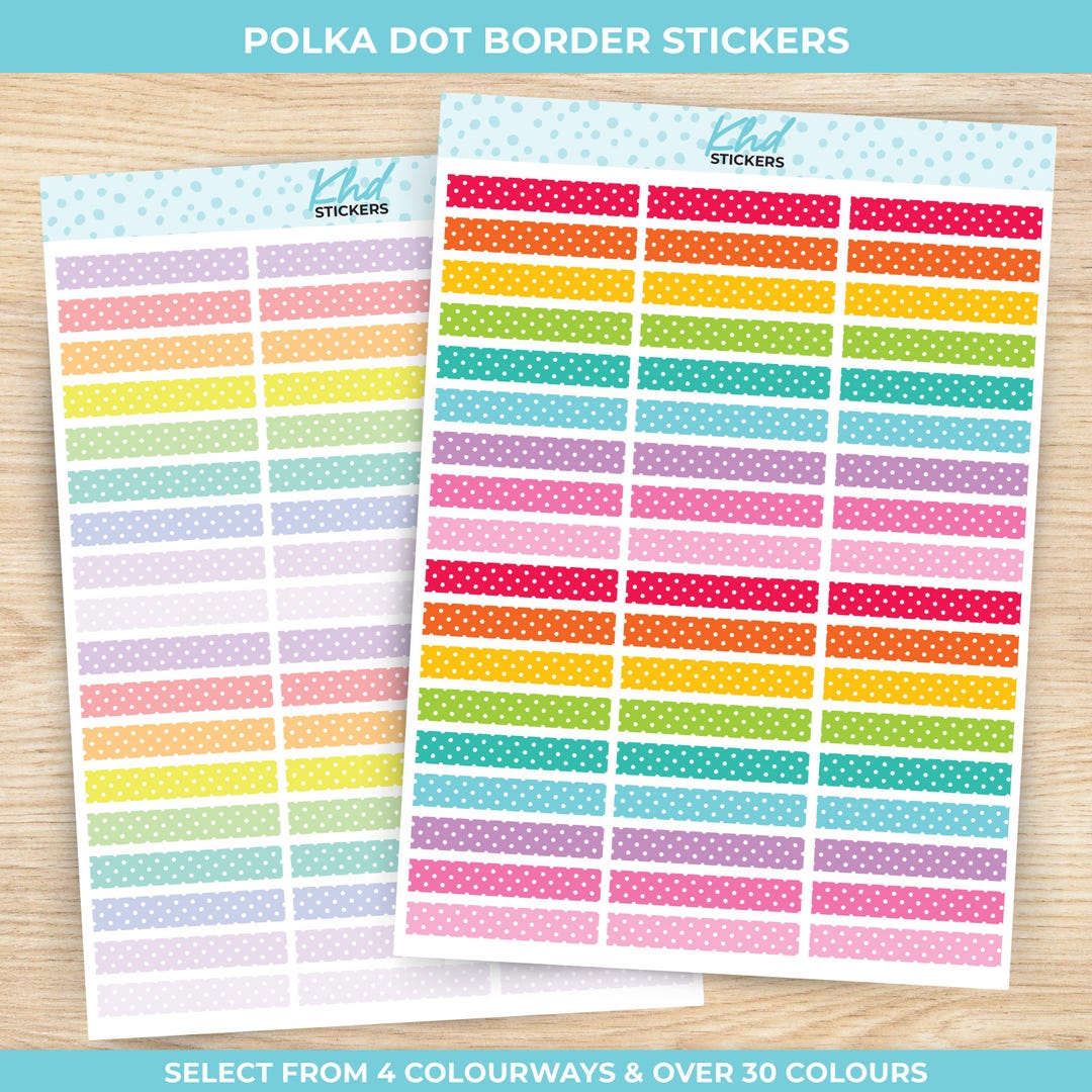 Divider Stickers - Polka Dot Borders and Dividers for 1.5" 38mm Planner ...