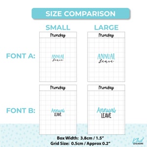 Annual Leave Script Stickers, Planner Stickers, 2 Sizes and Fonts ...