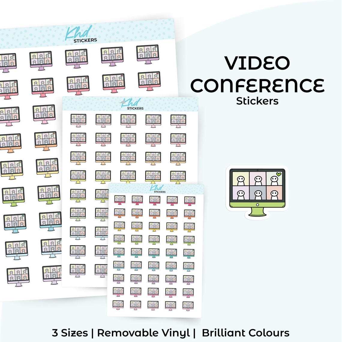 Video Conference Icons Planner Stickers, 3 Sizes, Removable - Etsy