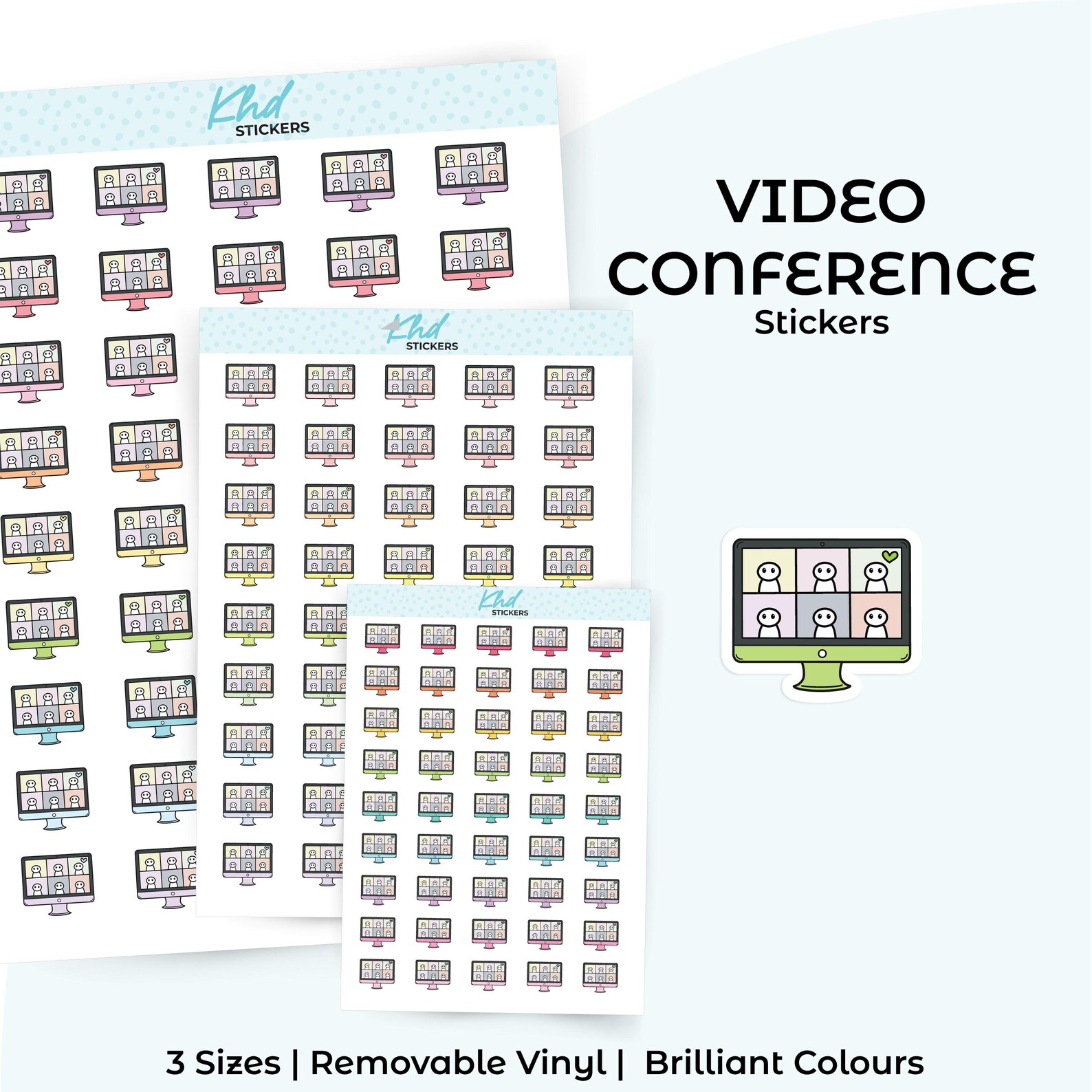 Video Conference Icons Planner Stickers, 3 Sizes, Removable - Etsy