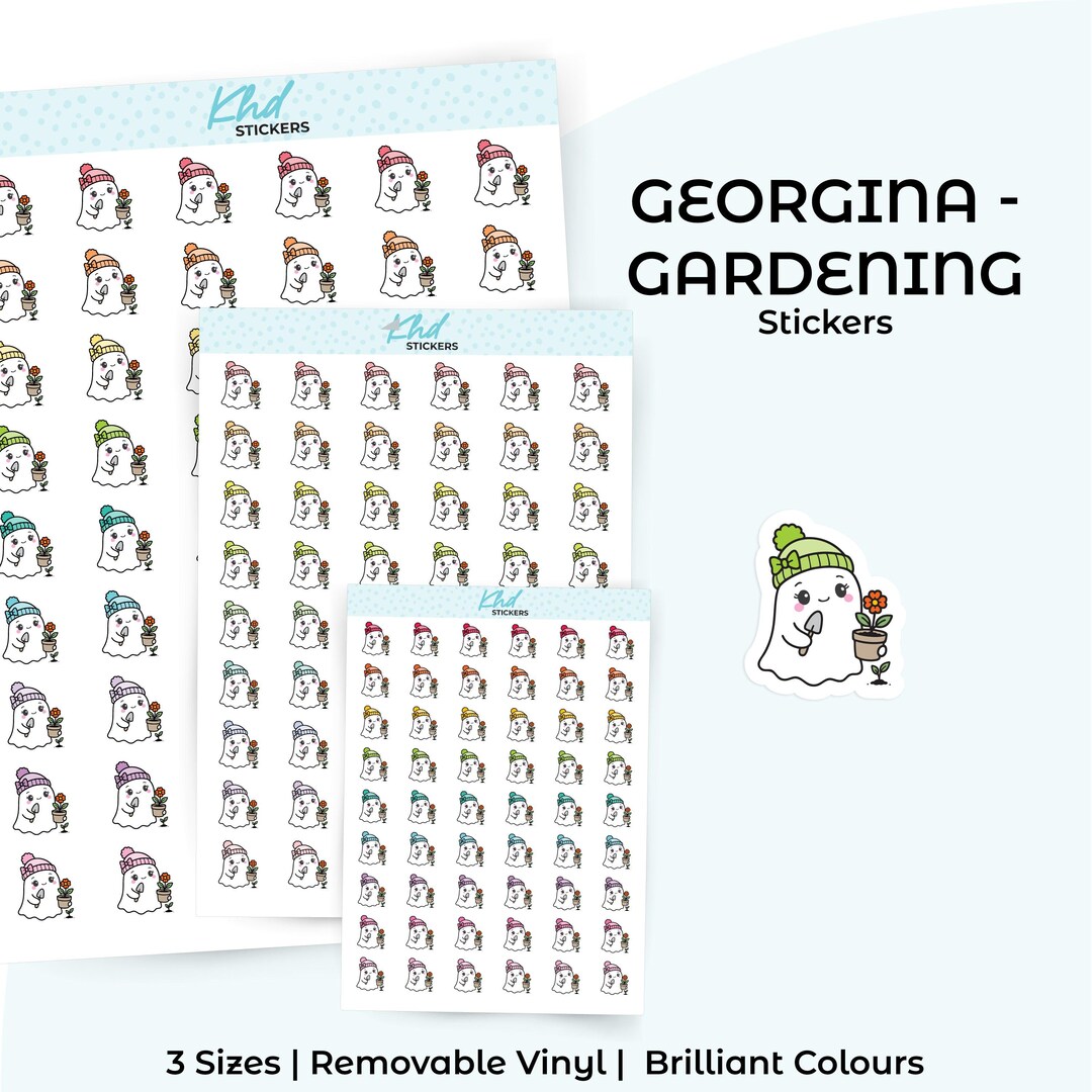 Georgina Ghost Gardening Stickers , Planner Stickers - Etsy