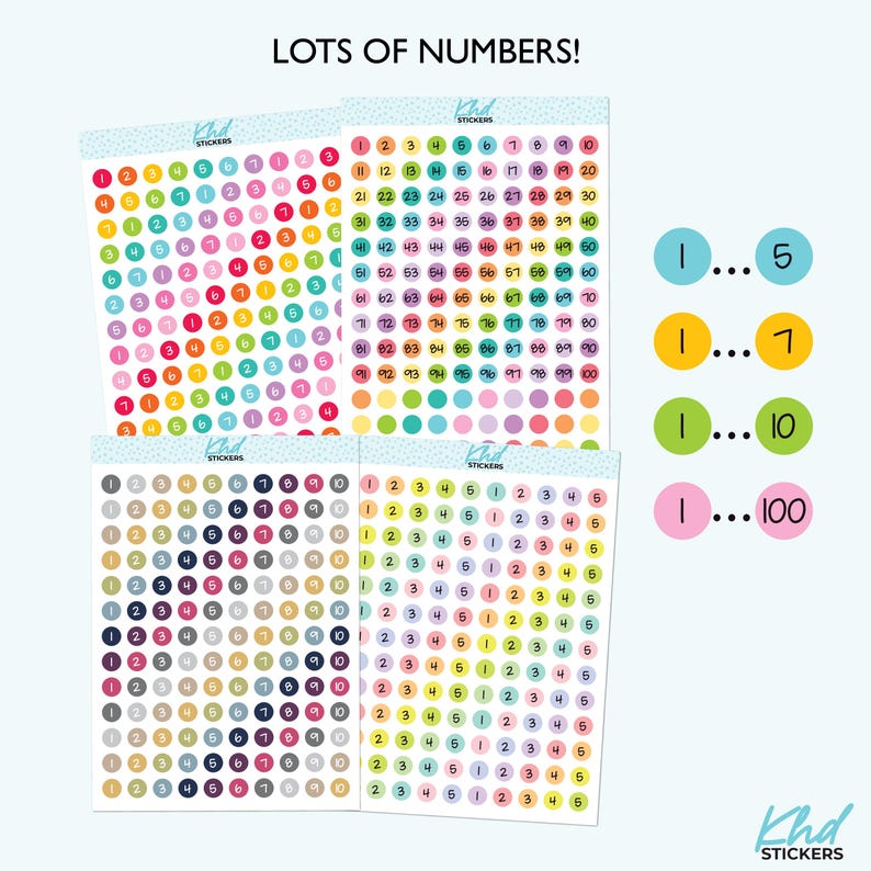 Lots of Numbers – 1 to 5, 1 to 7, 1 to 10, and 1 to 100, Planner ...