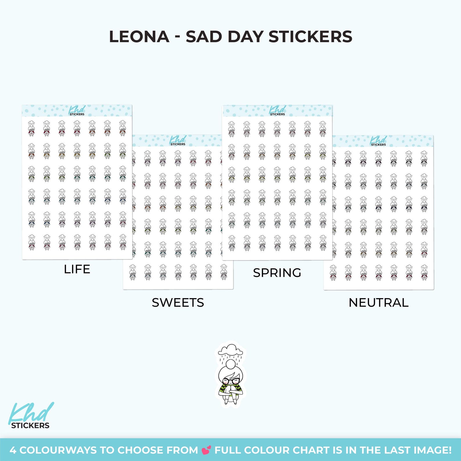 Planner Girl Leona - Sad Day Planner Stickers, Three Sizes Including ...