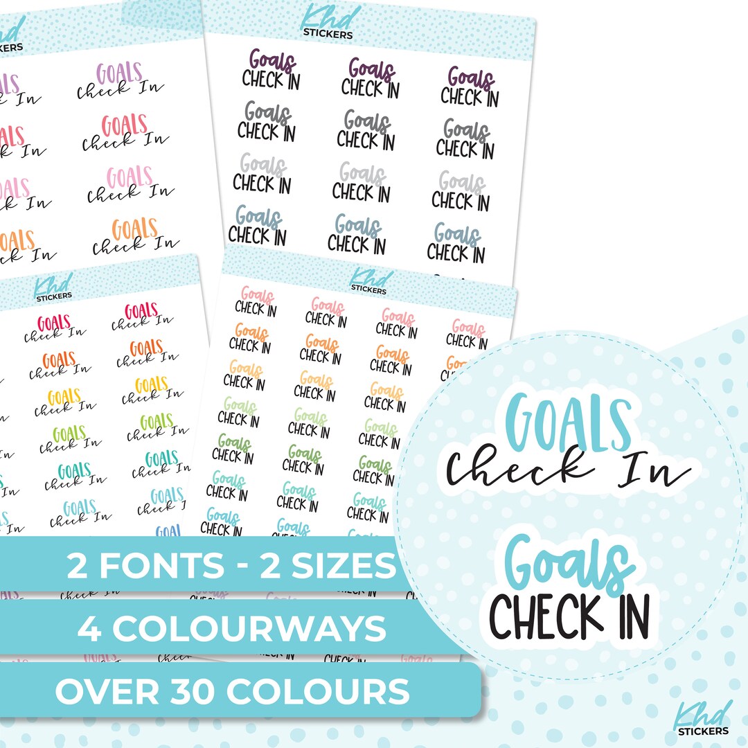 Goals Check in Planner Stickers Two Font and Size Options - Etsy