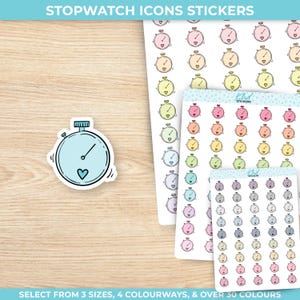 Stopwatch Icons Planner Stickers, Three Sizes Including Tiny, Removable ...