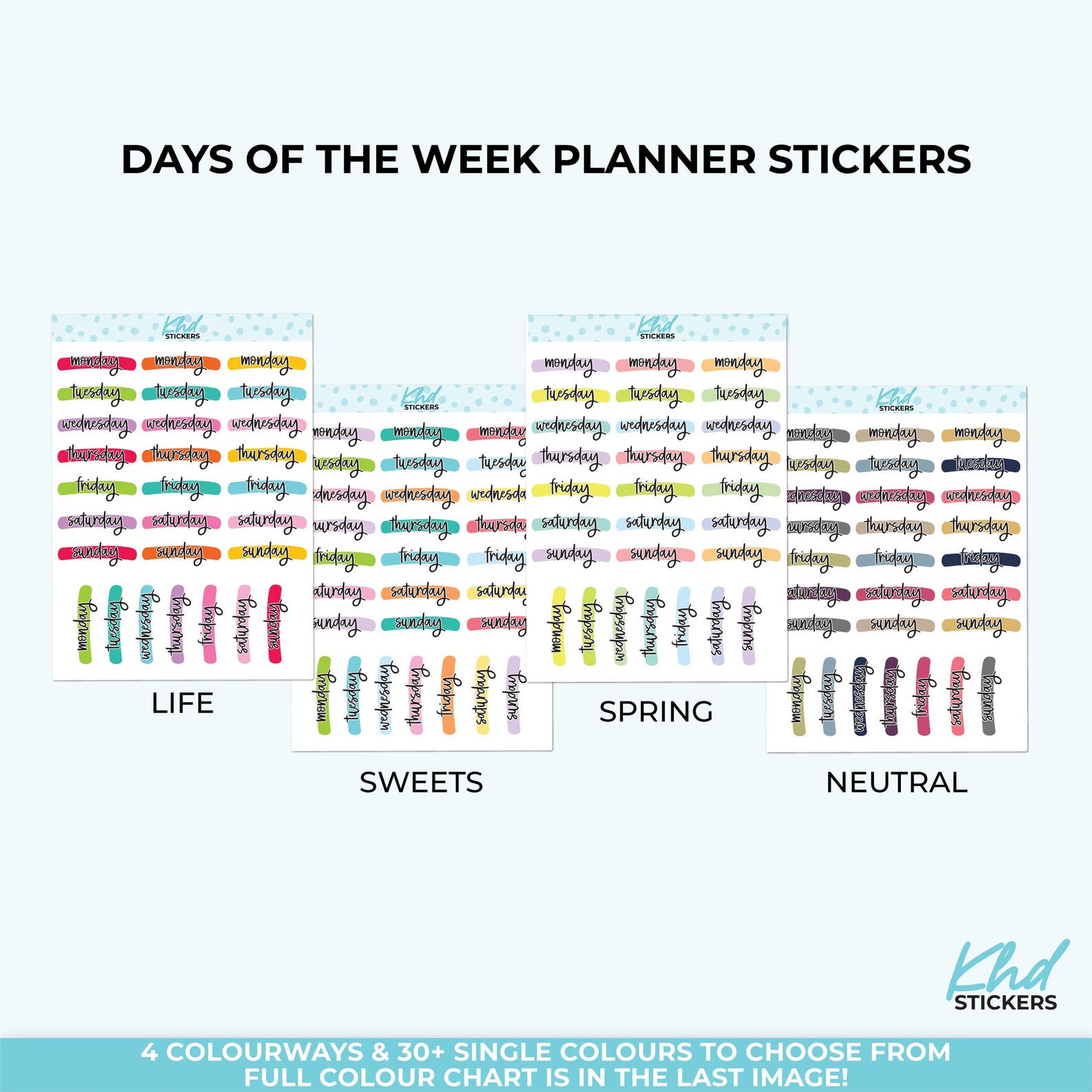 Days of the Week Stickers, Header Planner Stickers, Removable - Etsy