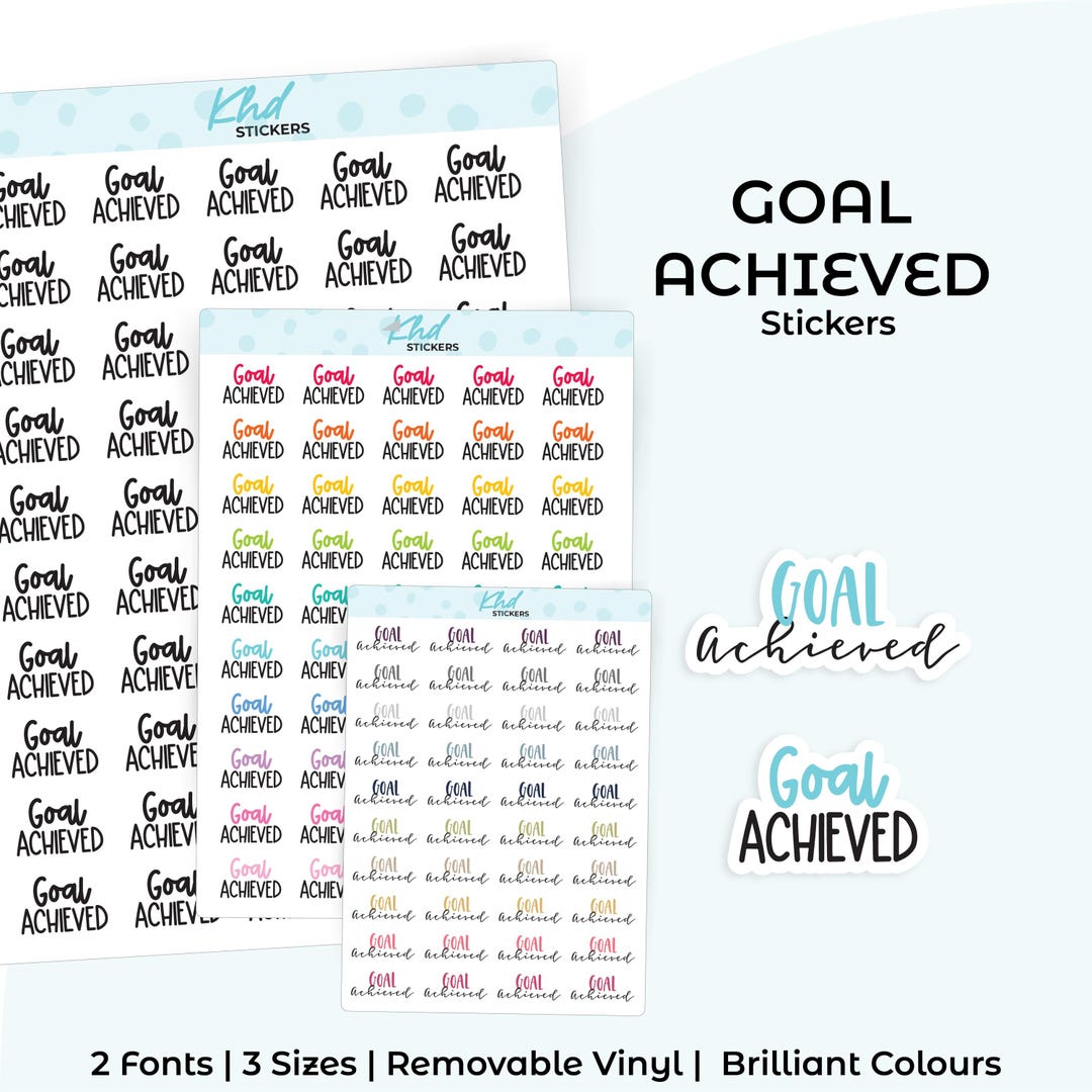 Goal Achieved Planner Stickers, 3 Sizes, Removable - Etsy