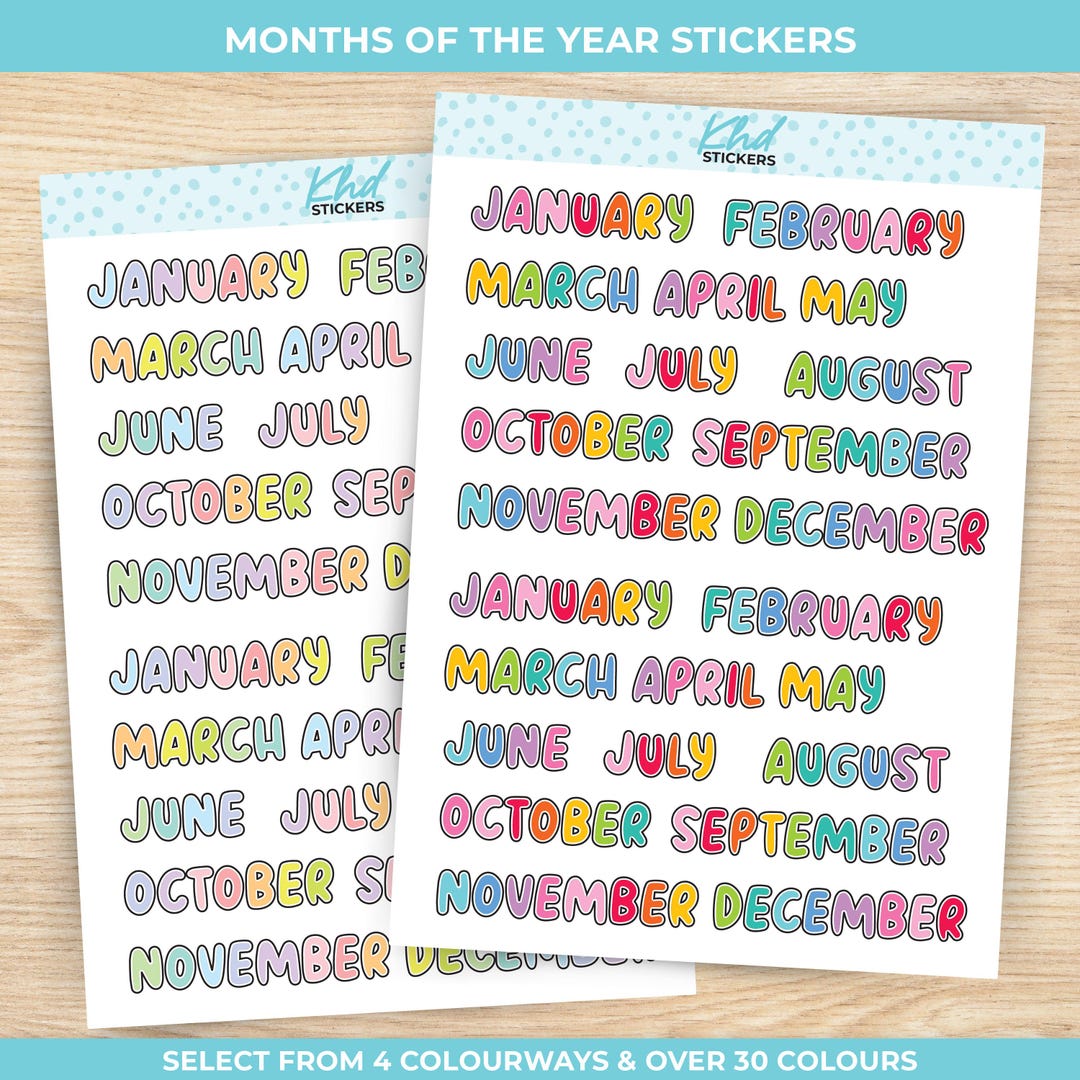 Months of the Year Stickers, Planner Stickers, Removable - Etsy