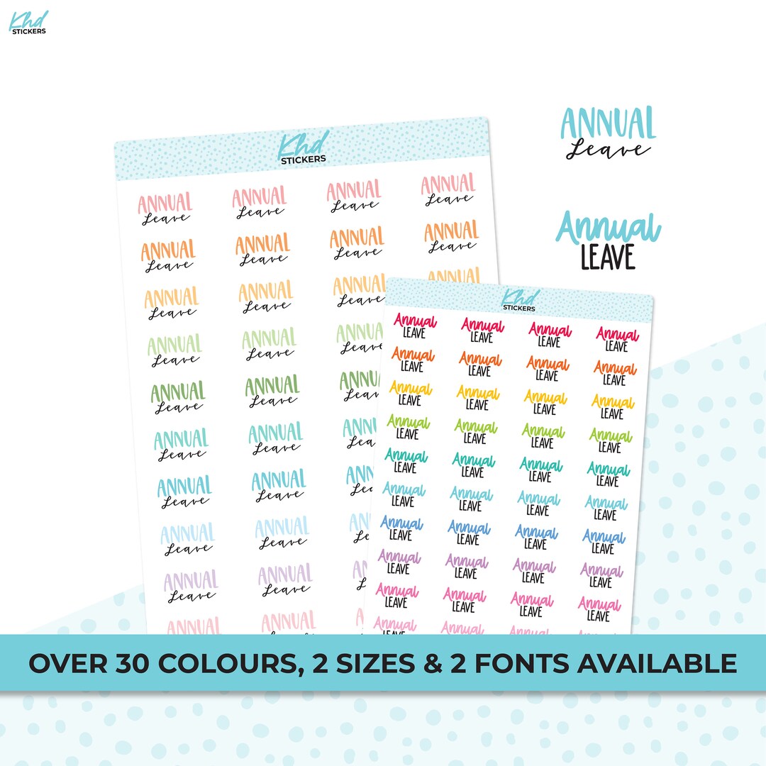 Annual Leave Script Stickers Planner Stickers 2 Sizes and - Etsy
