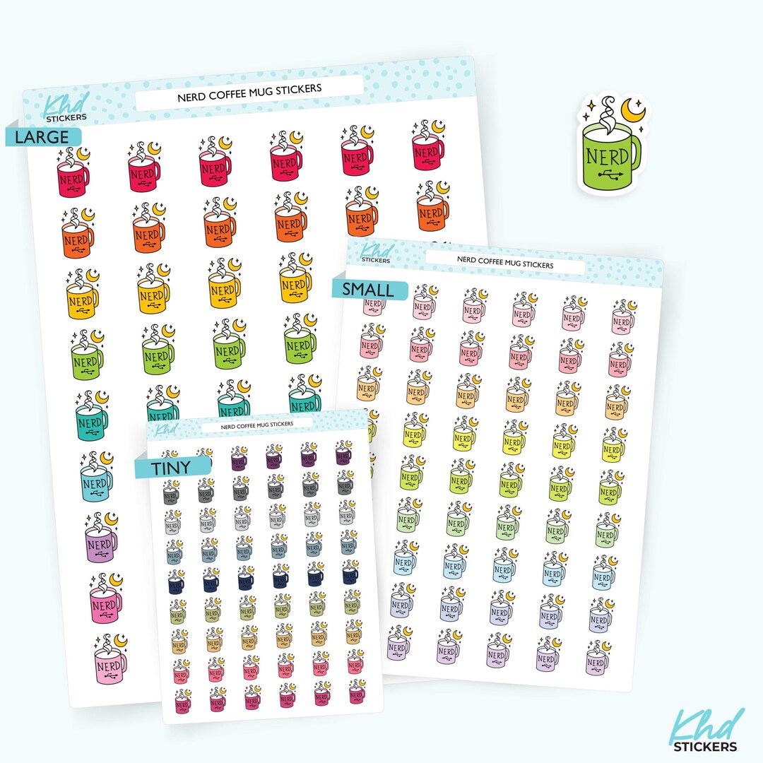 Nerd Coffee Mug, Planner Stickers, Three Sizes, Removable - Etsy