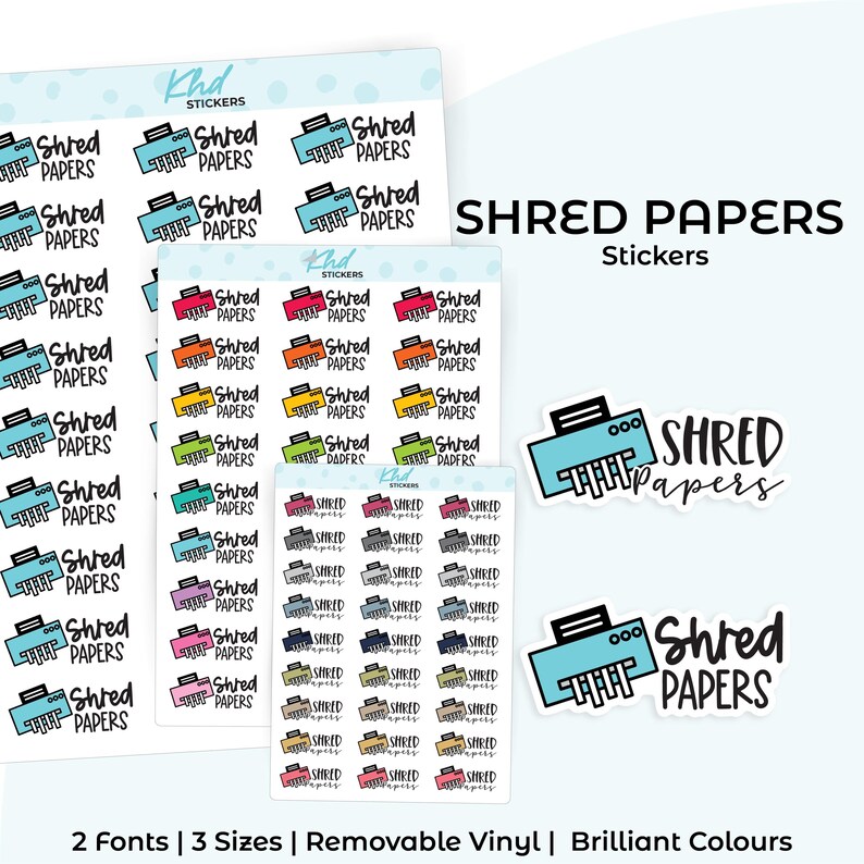 Shred Papers Planner Stickers, 3 Sizes, Removable - Etsy