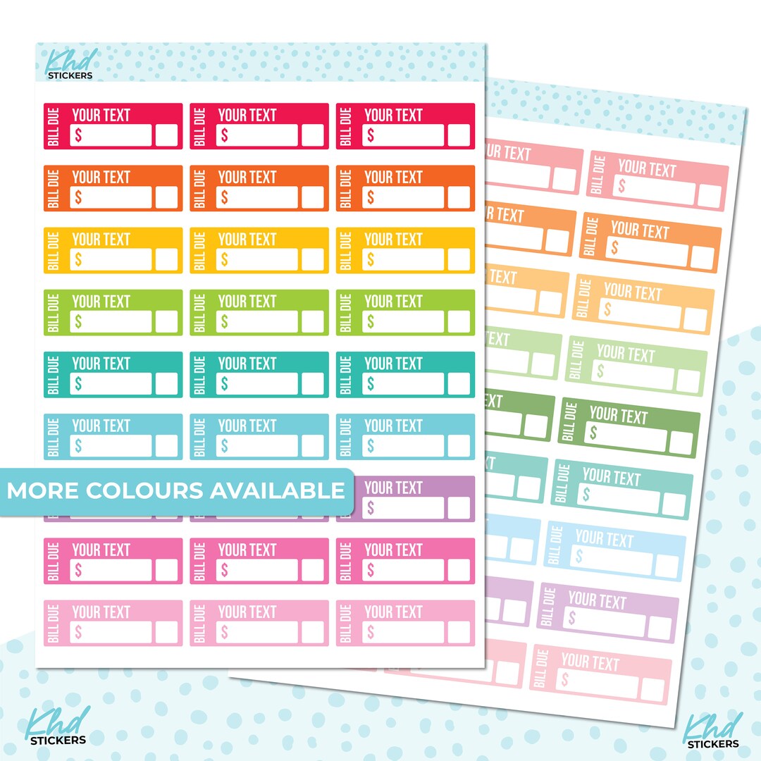 Design Your Own Bill Due Stickers, Planner Stickers, Removable - Etsy