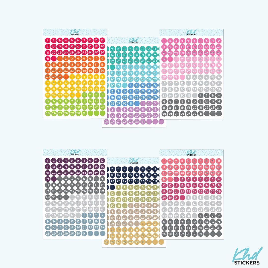 A Year of Date Dots Stickers, Planner Stickers, Removable - Etsy