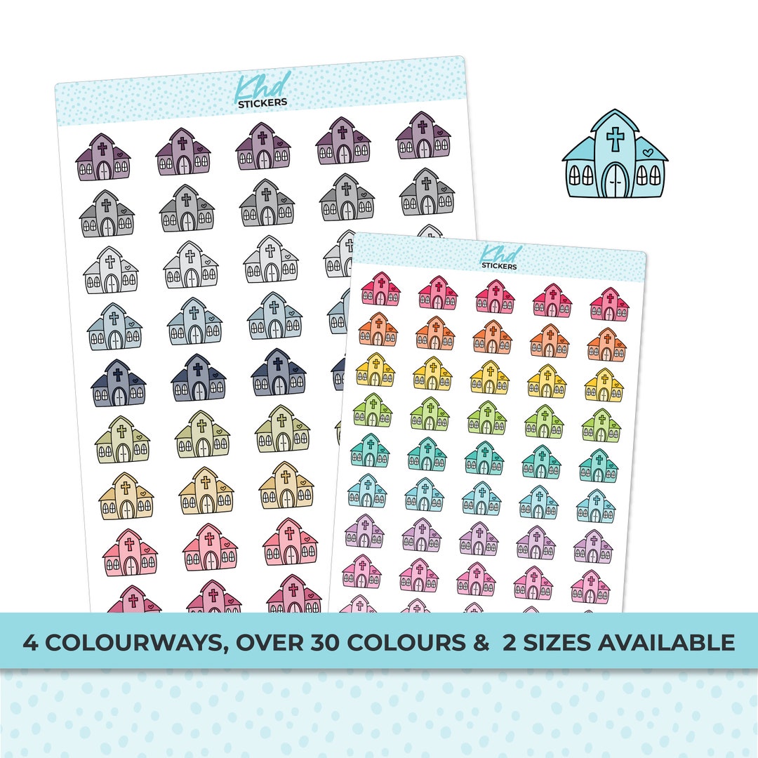 Church Icon Stickers, Planner Stickers, Two Sizes, Removable - Etsy