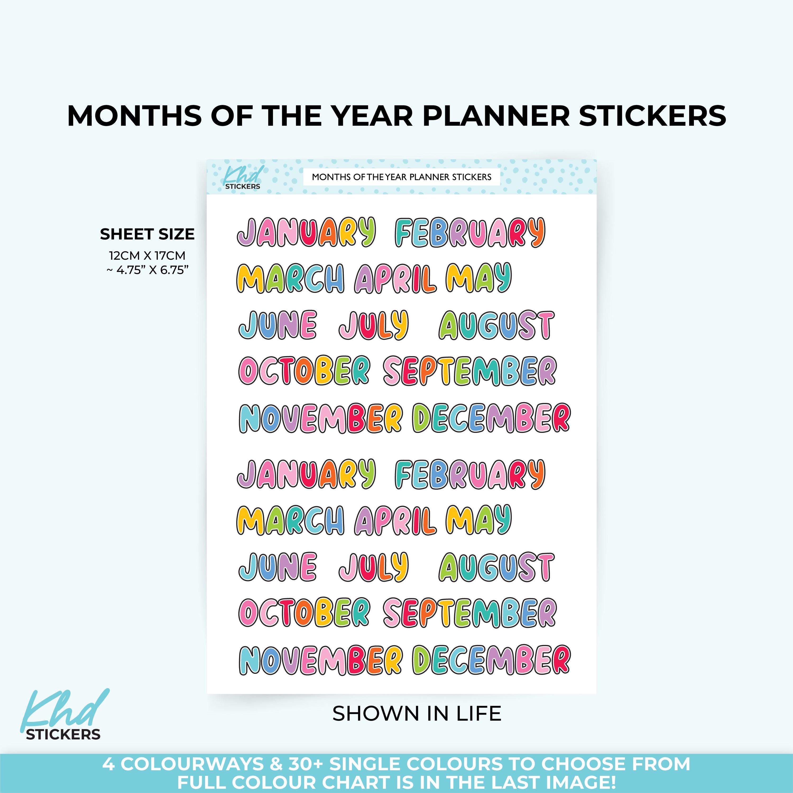 Months of the Year Stickers, Planner Stickers, Removable - Etsy