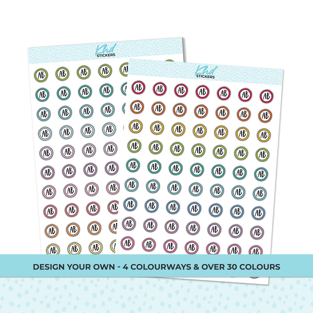 Design Your Own, Cute Initial Stickers, Removable, Personalised Custom ...