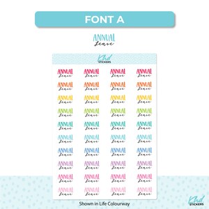 Annual Leave Script Stickers, Planner Stickers, 2 Sizes and Fonts ...