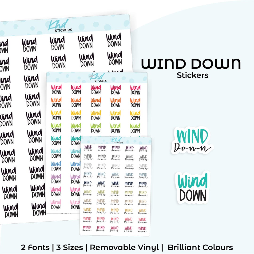 Wind Down Planner Stickers, 3 Sizes, Removable - Etsy