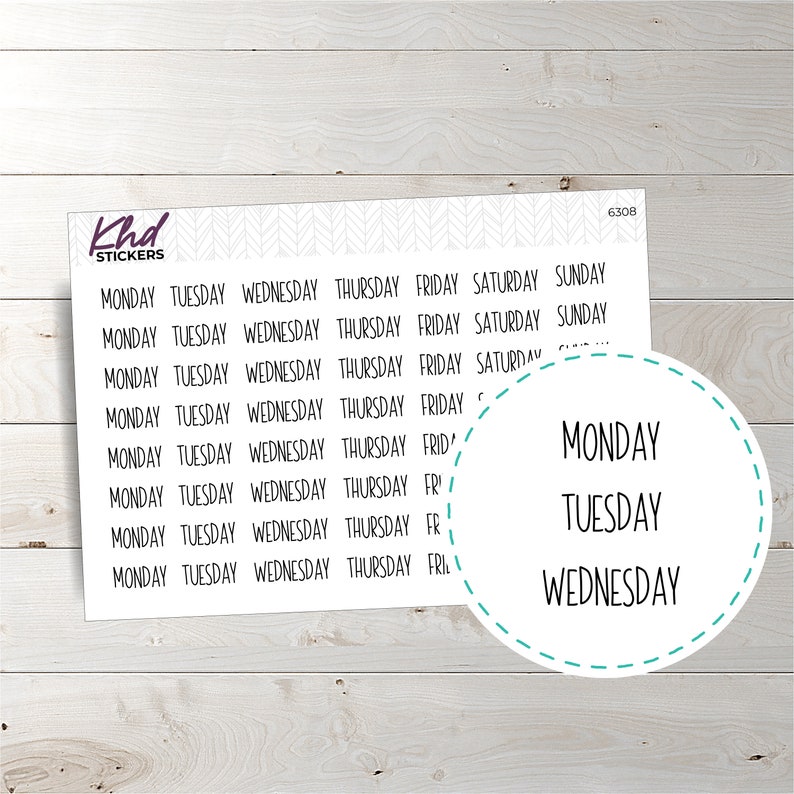 Days of the Week Stickers Planner Stickers Removable - Etsy