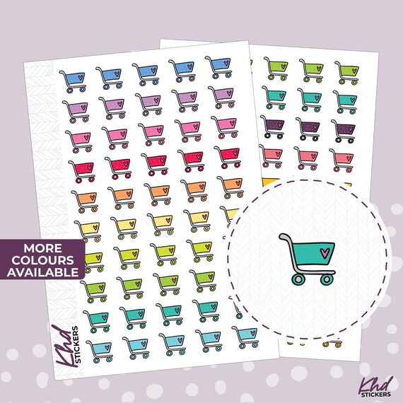 Shopping Trolley Icons Stickers Planner Stickers Removable | Etsy