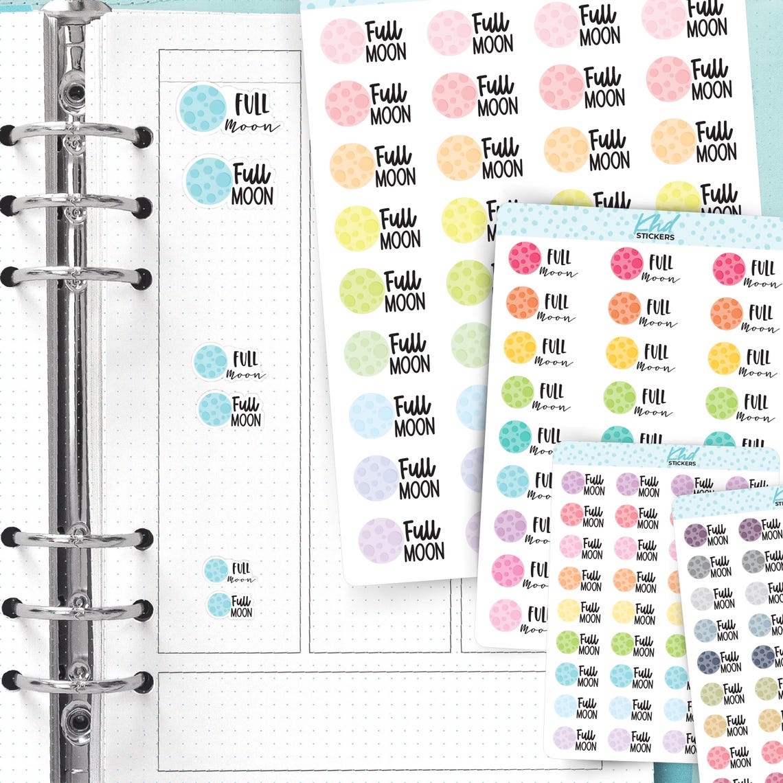Full Moon Planner Stickers, Three Sizes Including Tiny, Removable - Etsy