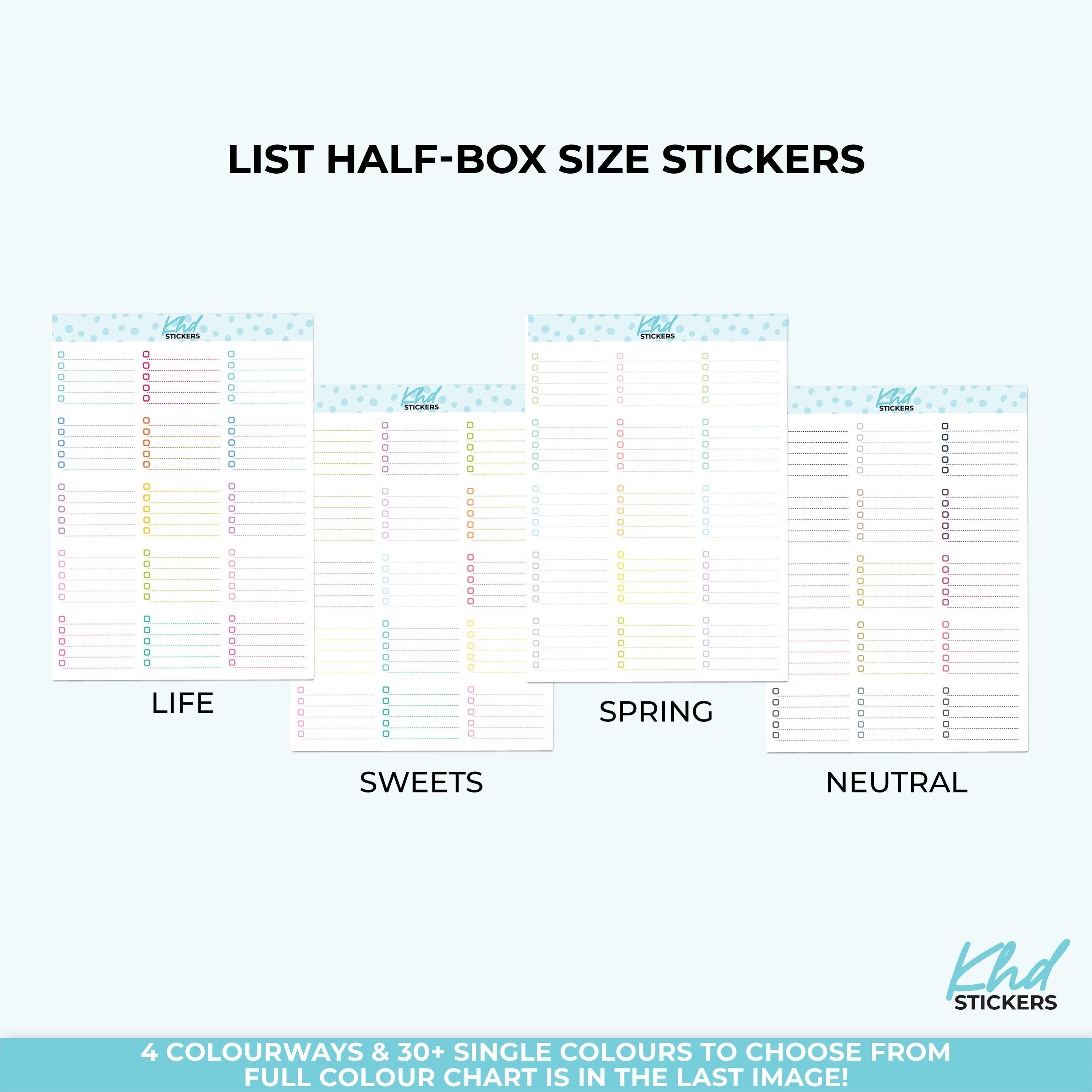 Checkbox List Half-box Size Stickers, Planner Stickers - Etsy