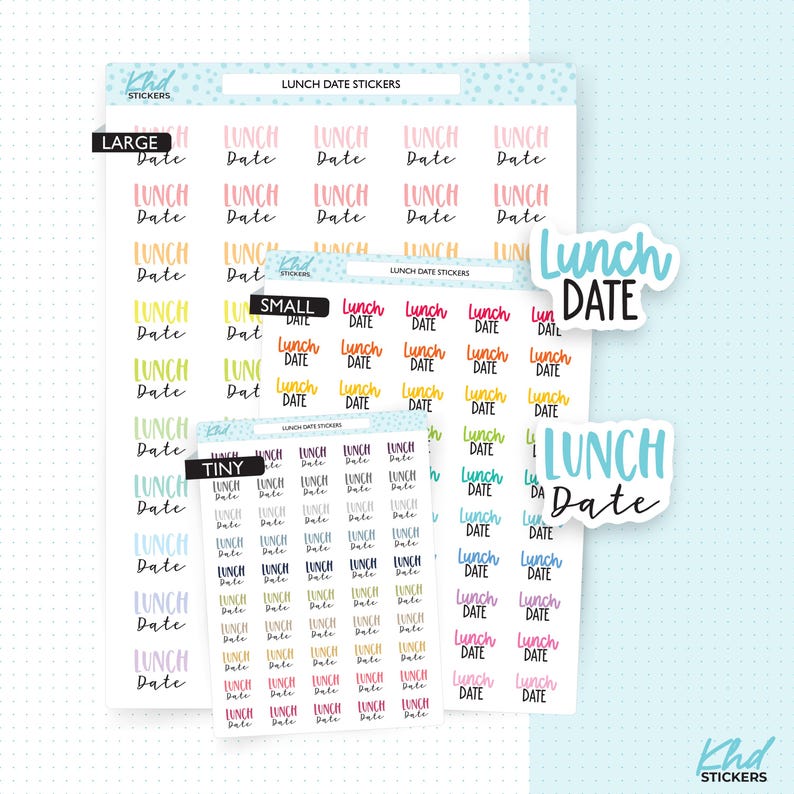 Lunch Date Planner Stickers, Three Sizes Including Tiny, Removable - Etsy