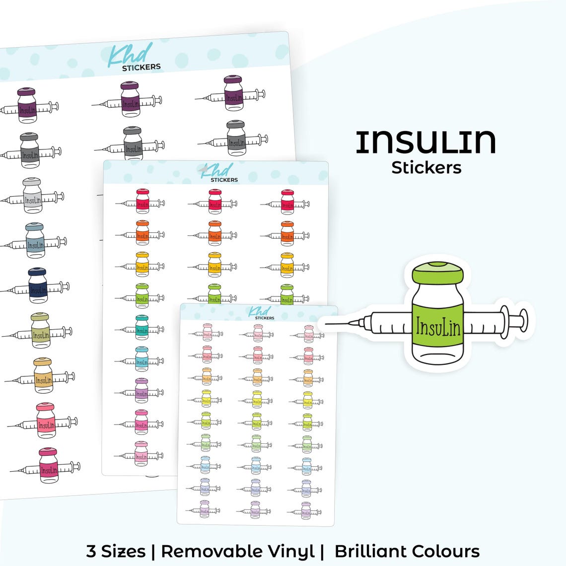 Insulin Planner Stickers, Three Sizes Including Tiny, Removable - Etsy