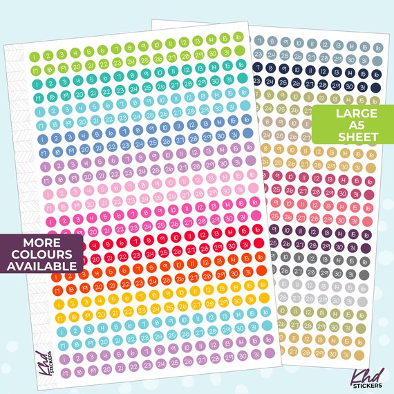 A Year of Date Dots Stickers Planner Stickers Removable - Etsy