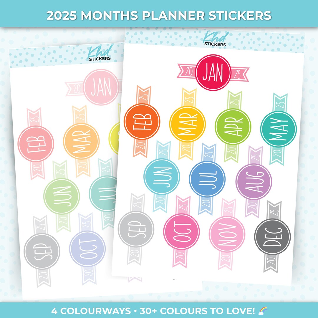 2025 or 2026 Months of the Year Planner Stickers, Removable - Etsy