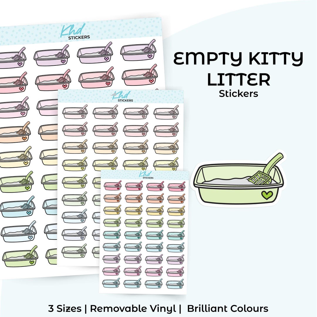 Empty Kitty Litter Planner Stickers, Three Sizes Including Tiny ...