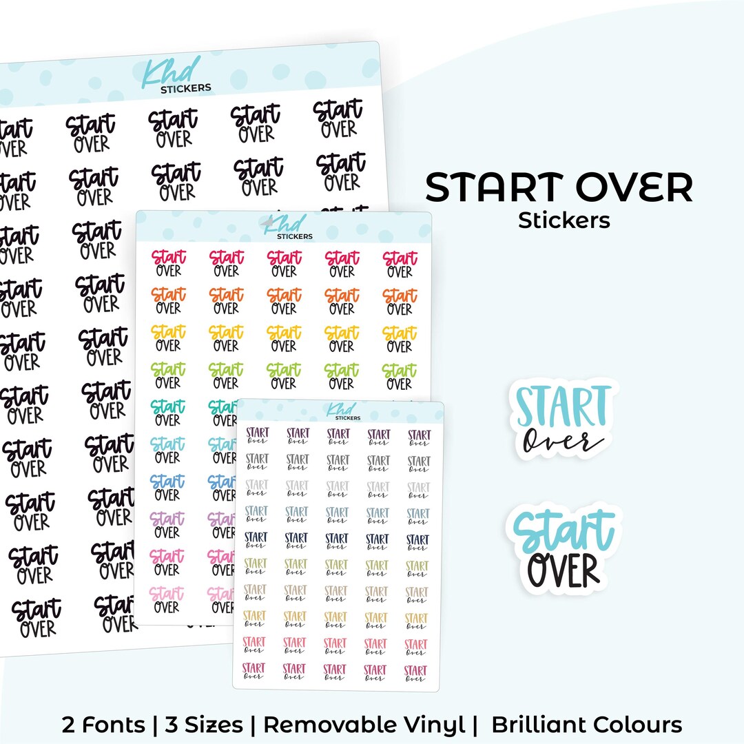 Start Over Planner Stickers, Three Sizes Including Tiny, Removable - Etsy