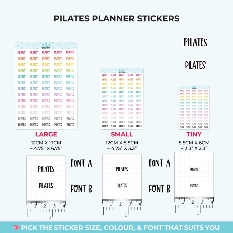 Pilates Planner Stickers: Removable Matte Vinyl, Script Font - Etsy New ...