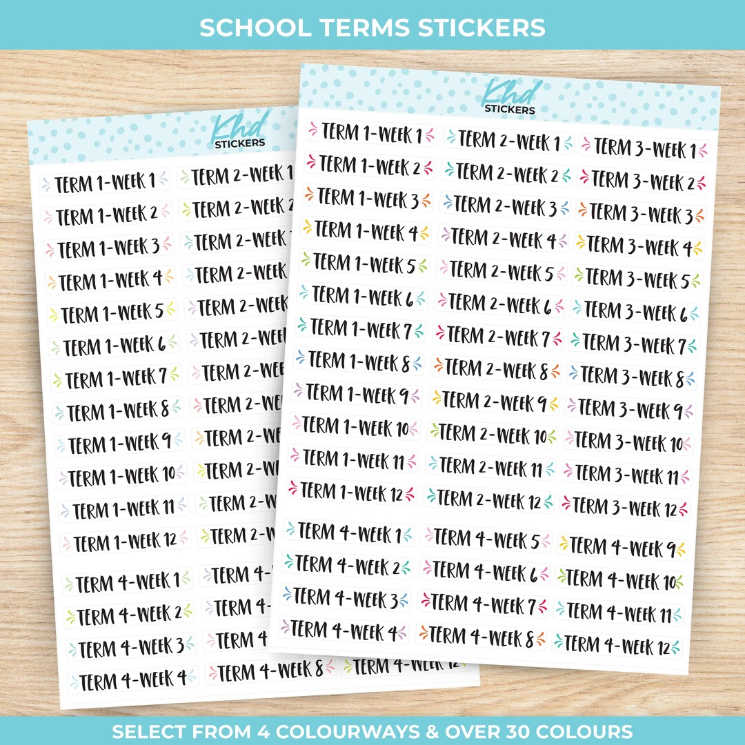 School Term Stickers, Planner Stickers, Removable - Etsy