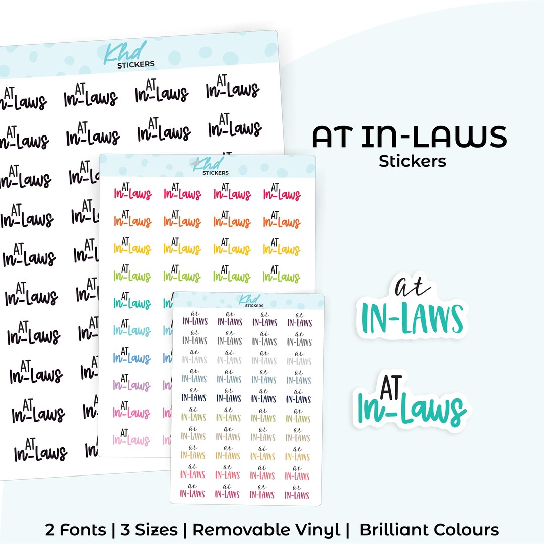At in Laws Planner Stickers, Three Sizes Including Tiny, Removable - Etsy