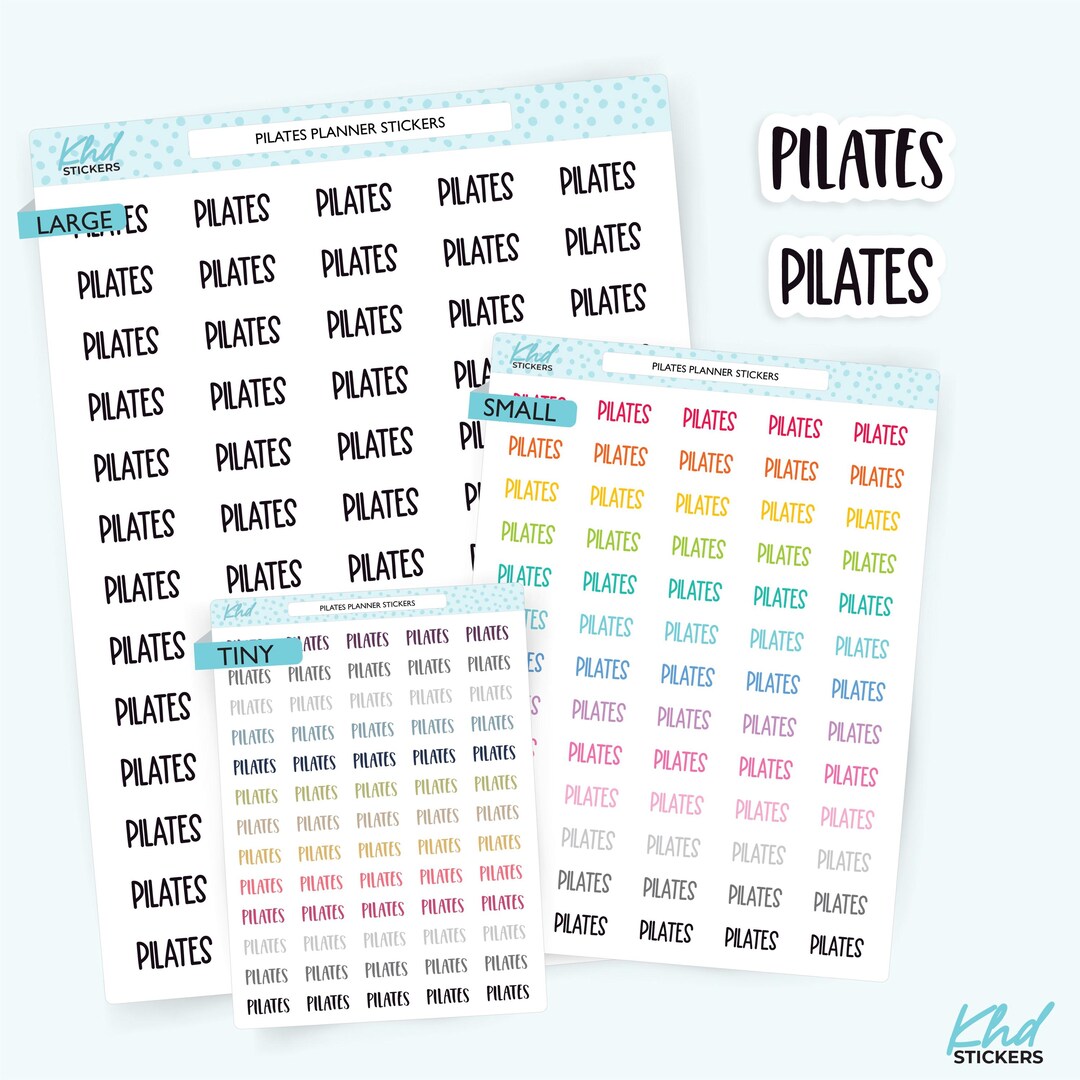 Pilates Planner Stickers: Removable Matte Vinyl, Script Font - Etsy New ...