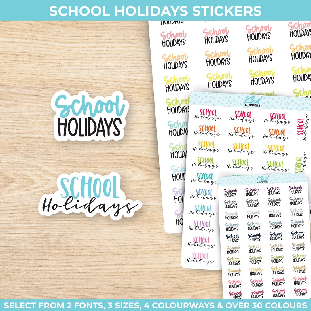 School Holidays Planner Stickers, Three Sizes Including Tiny, Removable ...
