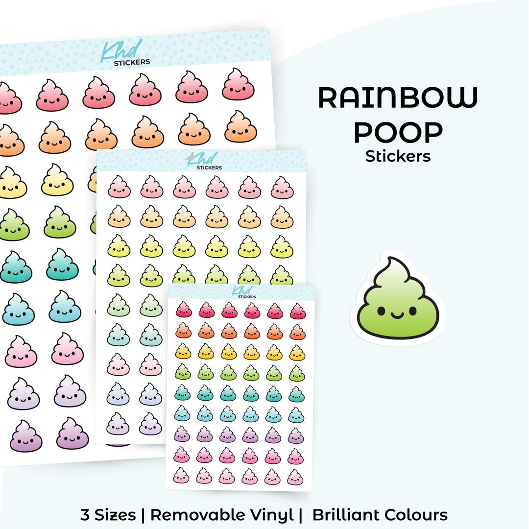 Rainbow Poop Planner Stickers, Premium Removable Stickers - Etsy