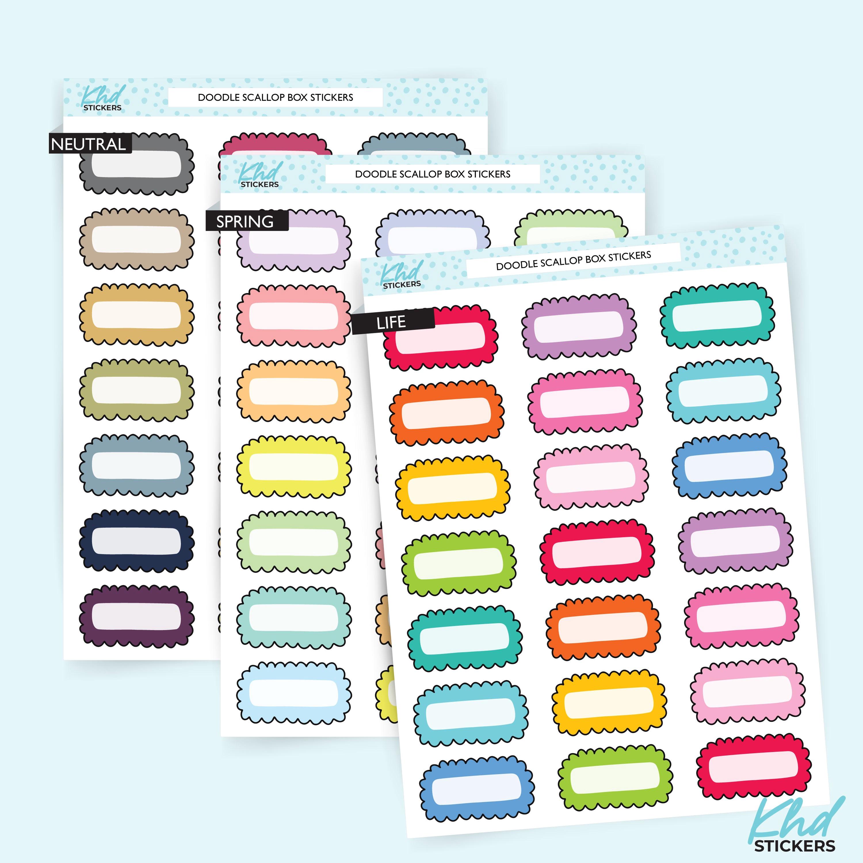 Doodle Scallop Boxes Functional Planner Stickers - Etsy